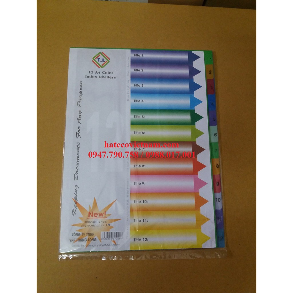 1 Bộ 10 tờ Chia file nhựa 10 màu TL - Chia file 10 - Phân trang nilon ...
