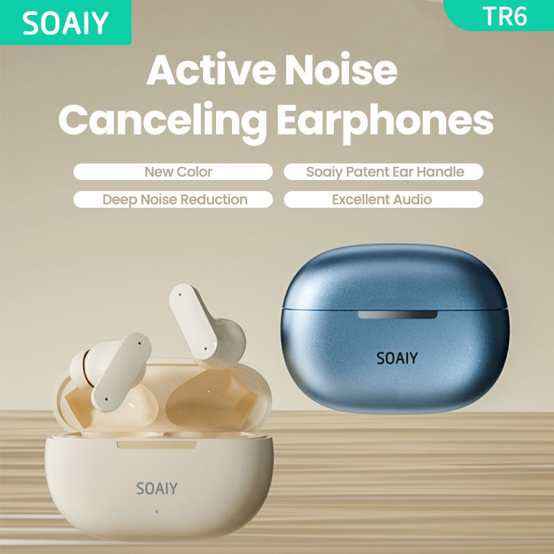 Tai nghe Bluetooth SOAIY TR6 giảm tiếng ồn IPX5 TWS không dây sạc Type-C thích hợp cho Iphone ...