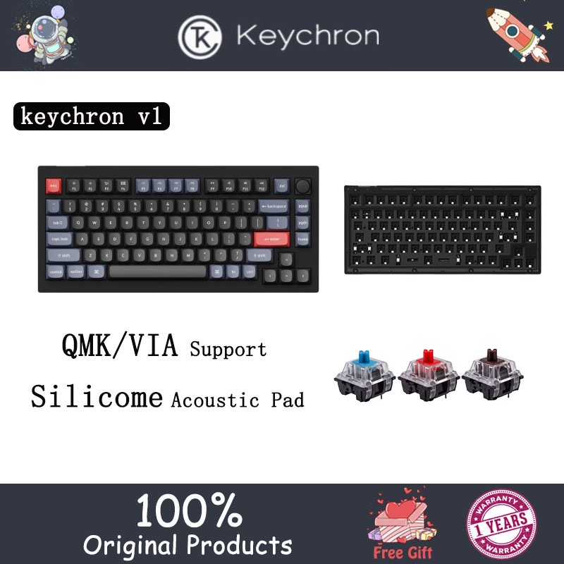 Keychron V1 Knob QMC Mechanical Keyboard RGB Hot Swap 81 Keys 75% ANSI ...