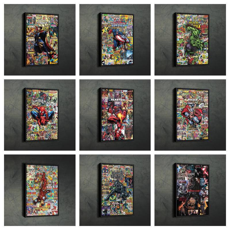 Marvel Tranh Vải Cuốn Treo Tường In Hình Phim spider-man captain ...