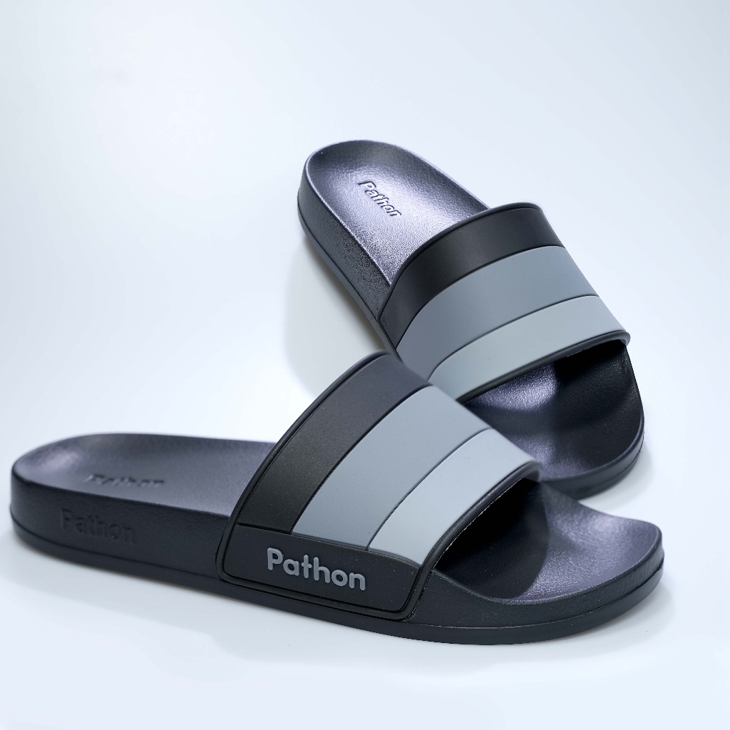 Dép nam nữ quai ngang slipper Pathon quai PVC và đế IP đen quai xọc lớn ...