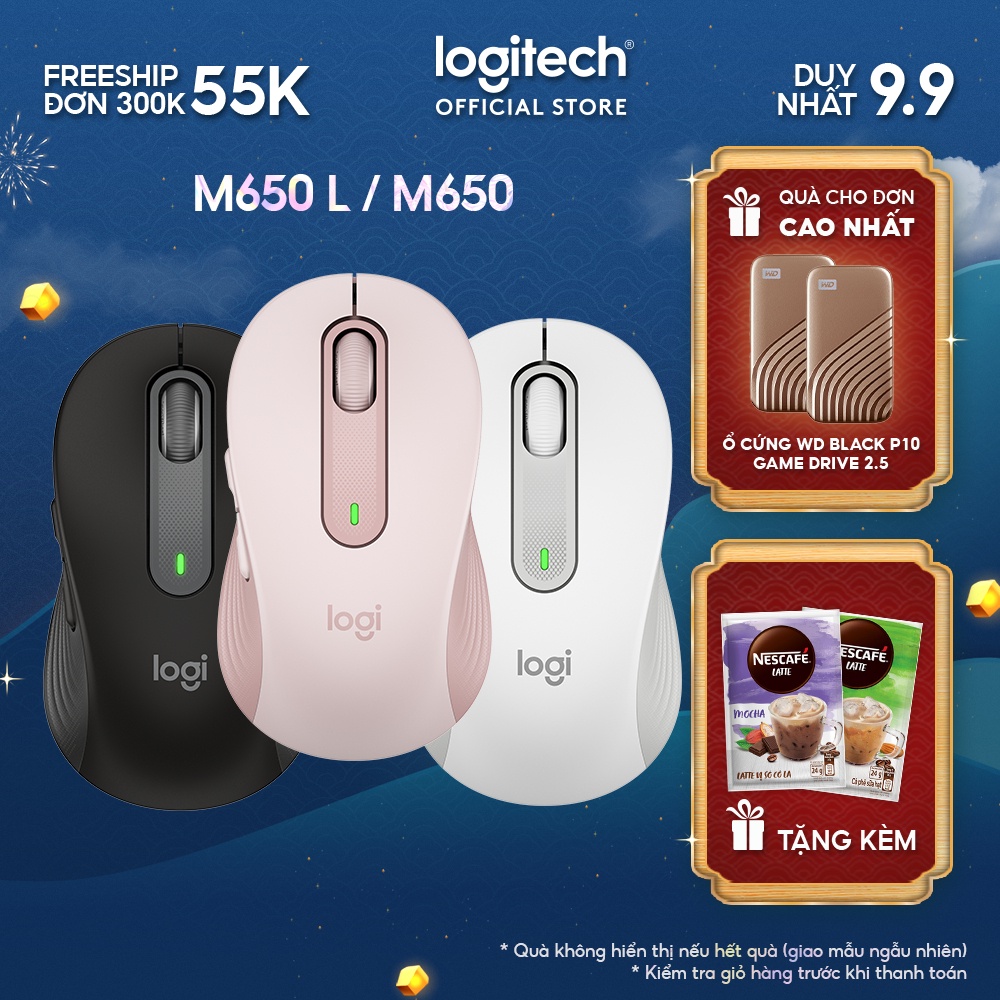 Chuột không dây bluetooth Logitech Signature M650 - SmartWheel, giảm ồn, tùy chỉnh các nút ...