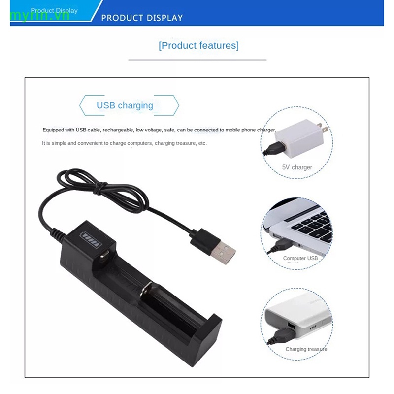 Cục Sạc Nhanh Thông Minh myrin 18650 1 Khe Cắm Sạc Pin li-ion | Shopee ...