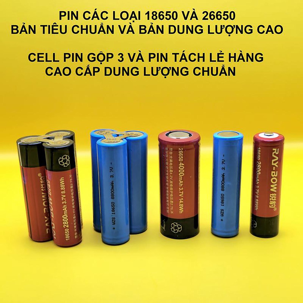 Pin gốc RAYBOW dung lượng thực loại 18350 - 18650 - 26650 dung lượng ...