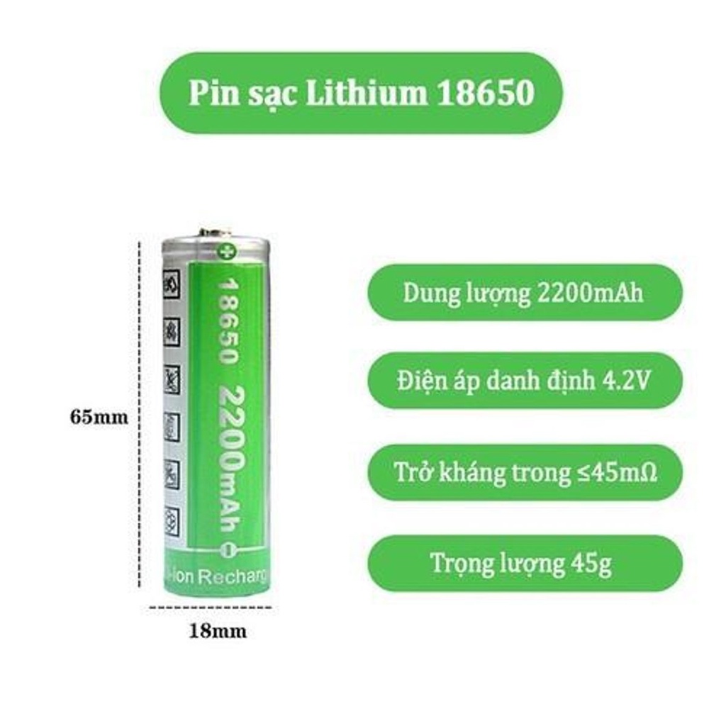 Pin Sạc 18650 2200MAH (Dung lượng chuẩn) | Shopee Việt Nam