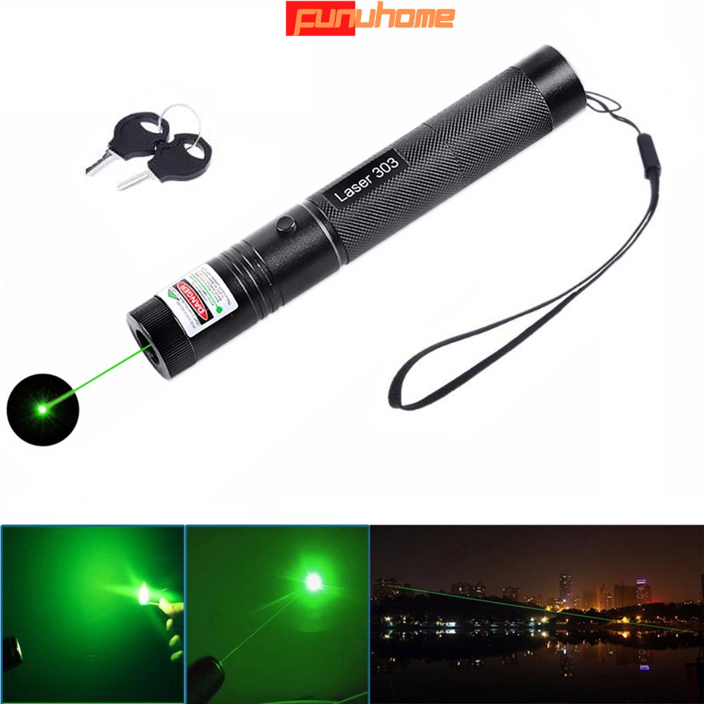 Đèn pin laser 303 Cao Cấp gồm pin, sạc và khóa - Bút trình chiếu laser ...