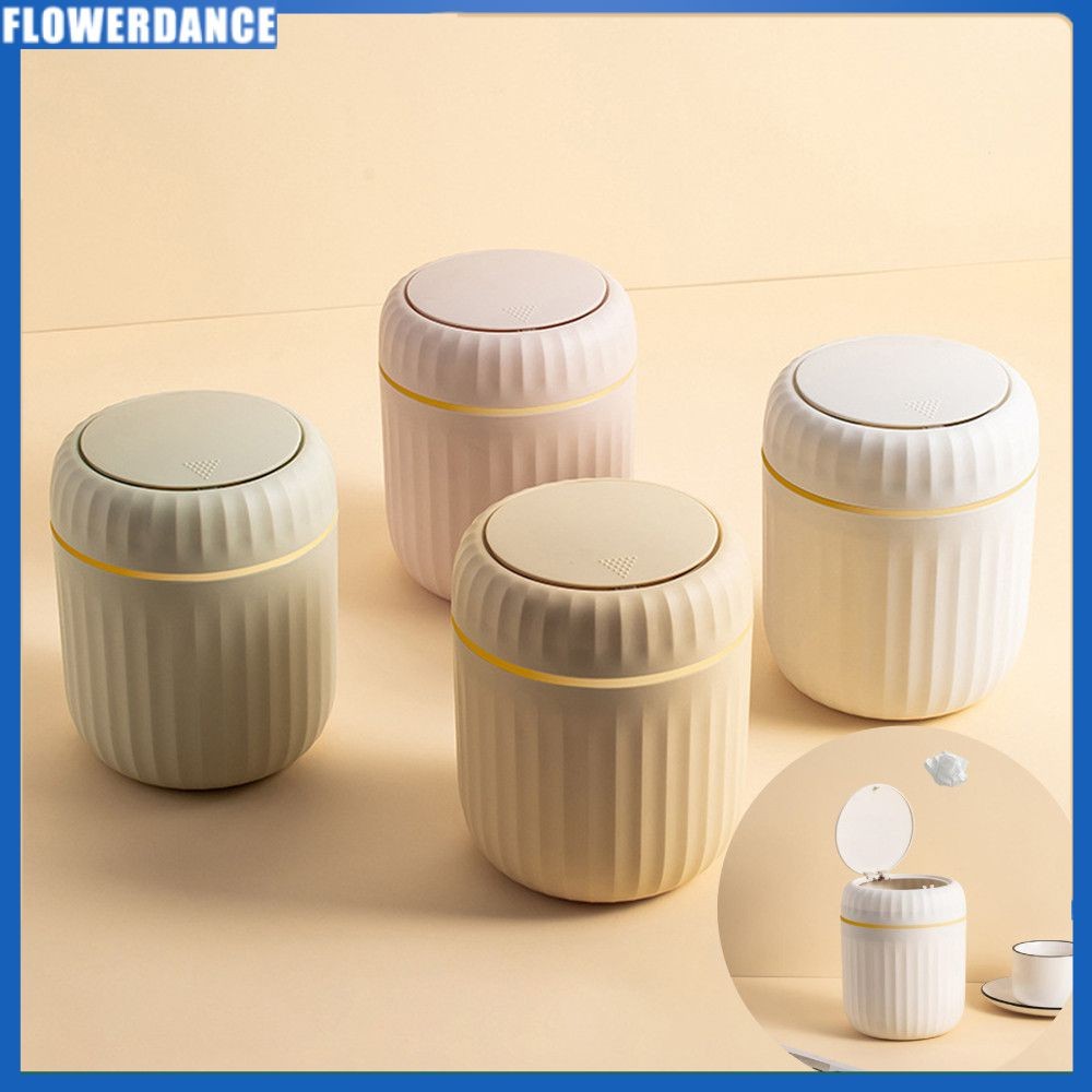 Mini Waste Bin With Lid Desktop Table Roll Swing Lid Waste Bin Small ...