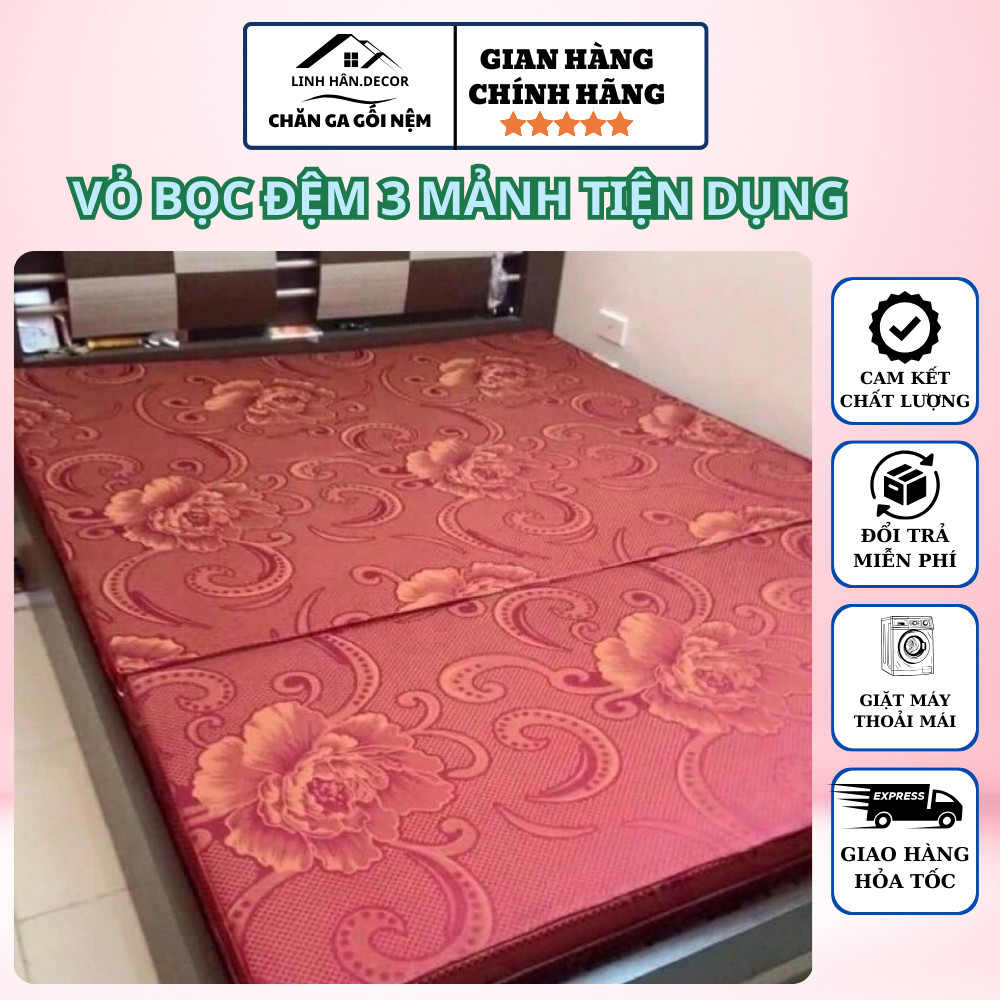 Vỏ bọc đệm 3 tấm ze Valire đủ size nhiều màu vỏ bọc nệm bảo vệ nệm- vỏ ...