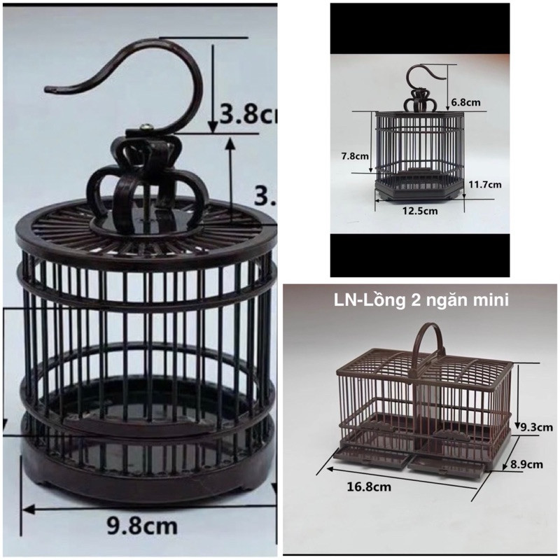 Lồng chim Mini thuần chim mộc, sâu , khuyên, hút mật, ốc mít chất liệu ...