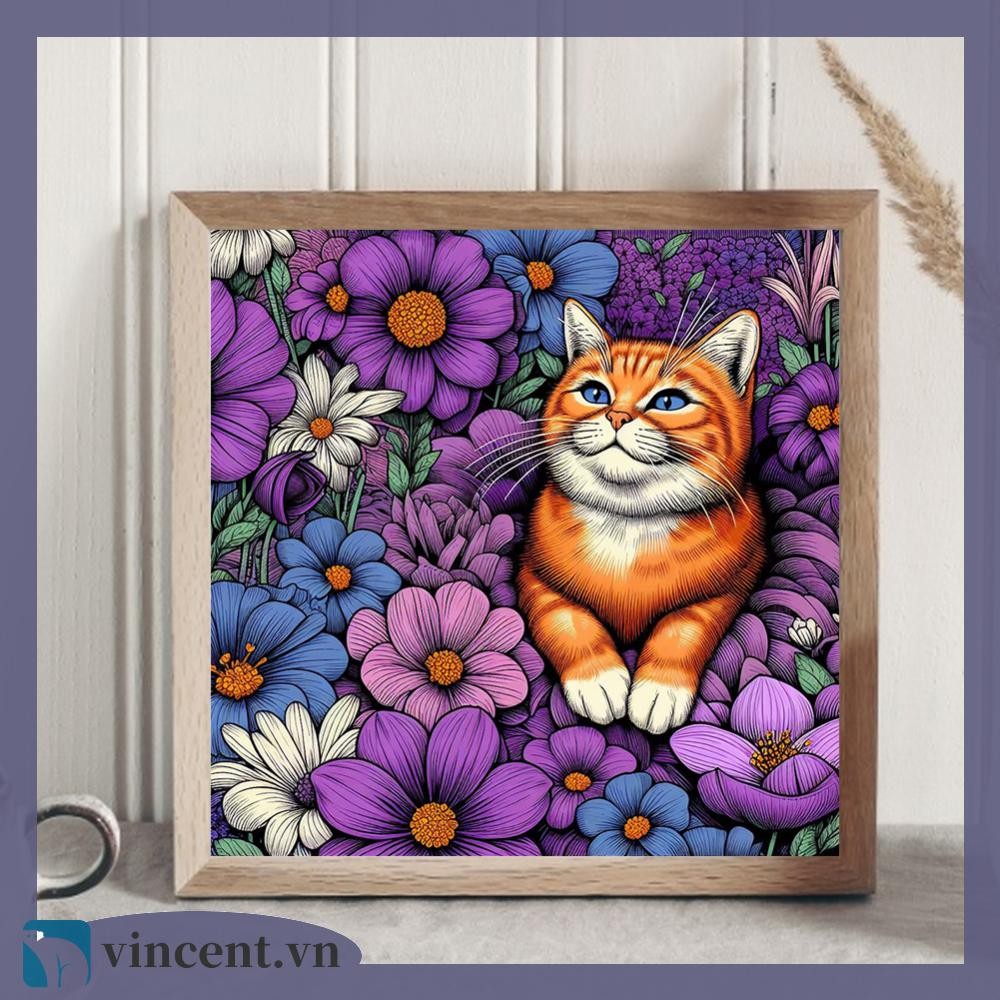 [Vincent.vn] 5D DIY Full Round Khoan Kim Cương Tranh Mèo Bộ Trang Trí Nhà Nghệ Thuật Thủ Công ...
