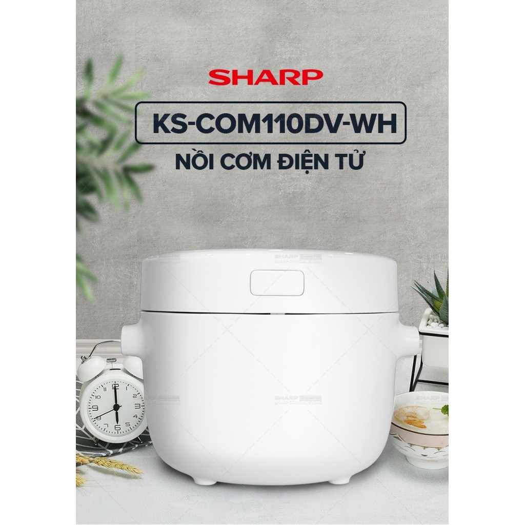 Nồi cơm điện Sharp KS-COM110DV-WH 1.1L 790W [Hẹn giờ, mâm nhiệt 3D, 10 chức năng nấu] - HAPOS ...