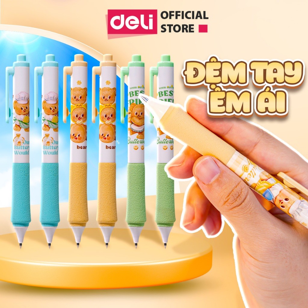 Bút Gel Bút Bi Nước Butter Bear Deli Dễ Thương Viết Trơn Tru Có Đệm Tay ...