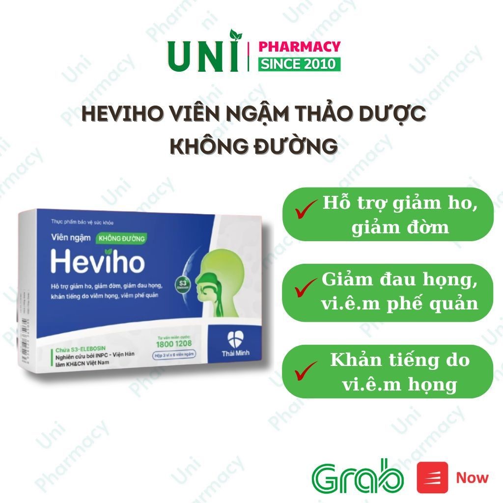 (Chính Hãng) Viên Ngậm Heviho KHÔNG ĐƯỜNG - Hỗ Trợ Giảm Đau Rát Họng ...