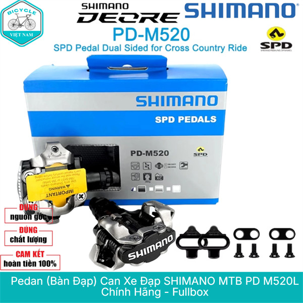 Pedan (Bàn Đạp) Can Xe Đạp SHIMANO MTB PD M520L – Hàng Chính Hãng, SPD Dual-Sided, Fullbox ...