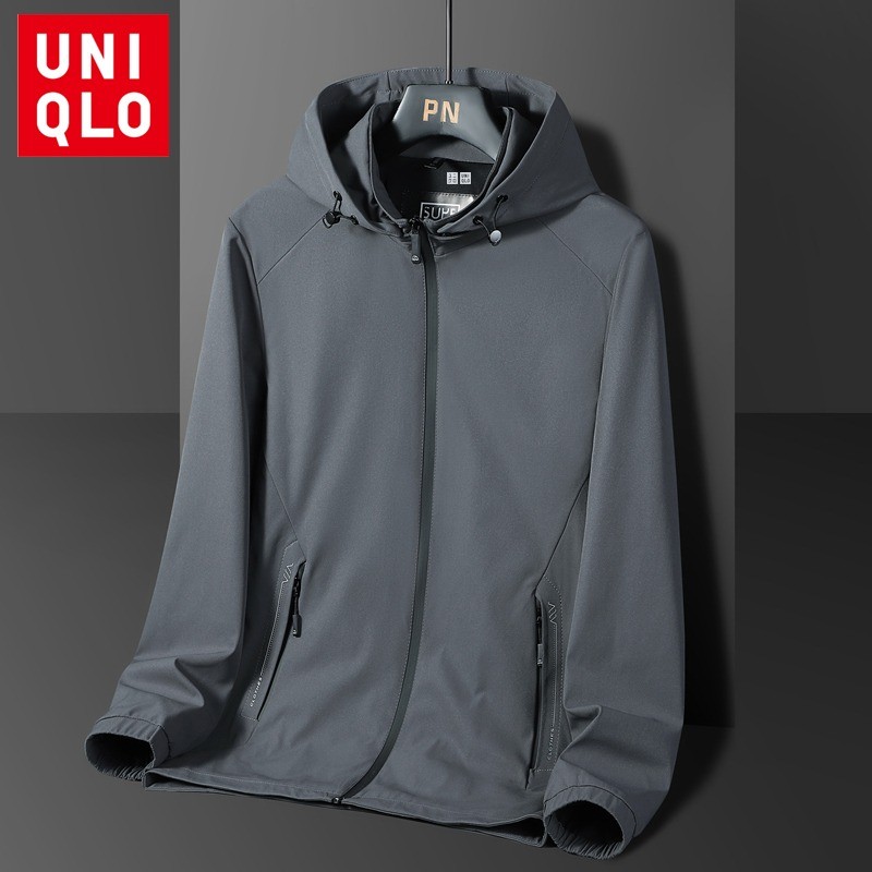Áo khoác nam Uniqlo UPF50 + M-5XL Athleisure với áo khoác mỏng có mũ trùm đầu có khóa kéo ...