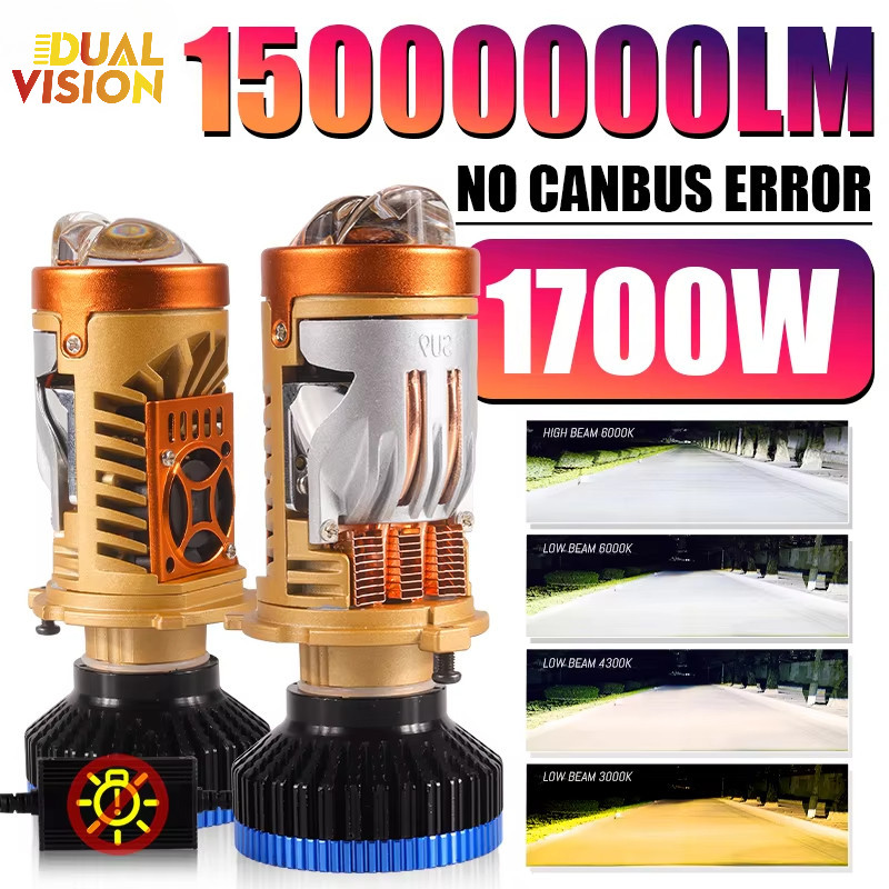 1700w 1500000Lm H4 Đèn Pha LED Canbus Bóng Đèn Ô Tô Mini Laser Máy Chiếu Ống Kính 6000K Hi / Lo ...