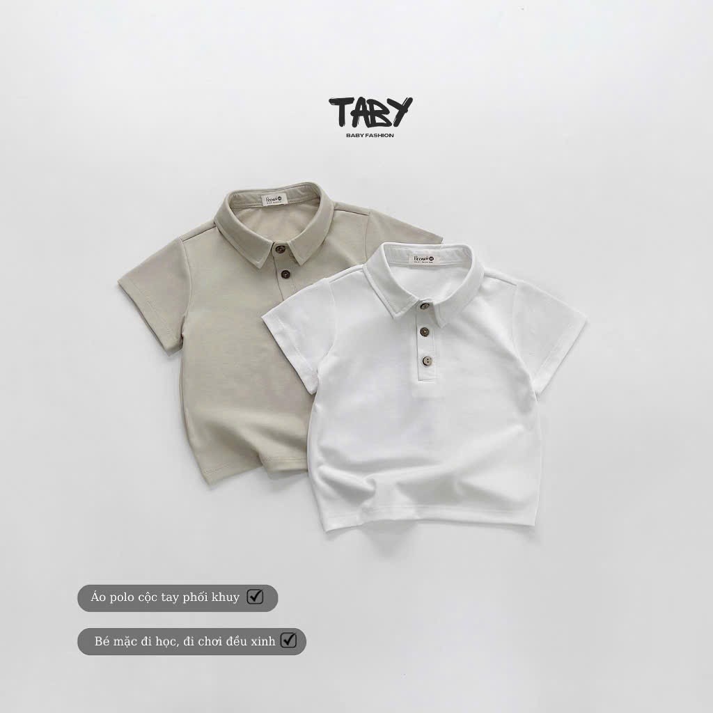 [TABY] Áo polo cộc tay phối khuy basic, chất liệu thun co giãn 4 chiều siêu thoáng cho bé trai 8 ...