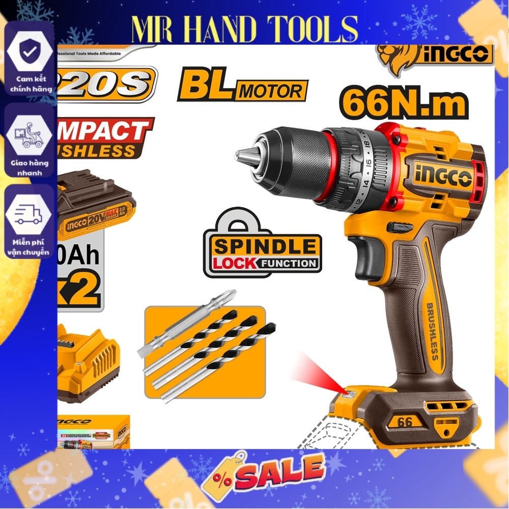 MÁY KHOAN BÚA / MÁY KHOAN 3 CHỨC NĂNG DÙNG PIN 20V INGCO CIDLI206681 Brushless | Shopee Việt Nam
