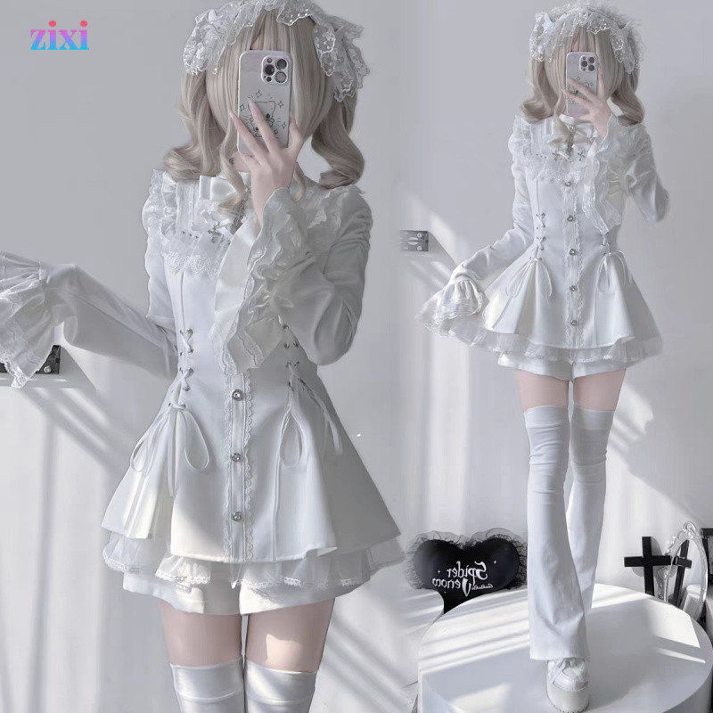 Đầm ngắn ngọt ngào gothic tay dài, eo giảm béo, phong cách tối | Shopee ...