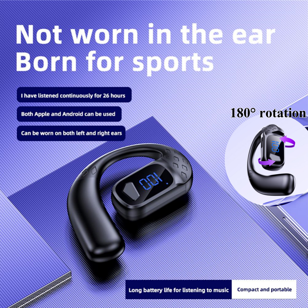 180° Xoay Tai Nghe Bluetooth 5.4 Tai Nghe Kinh Doanh Không Dây Có Mic Màn Hình LED Móc Tai Điều ...