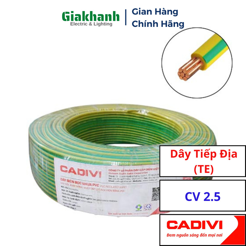 Dây Tiếp Địa Xanh Vàng CADIVI CV 2.5 (TE). – 0.6/1kV | Shopee Việt Nam