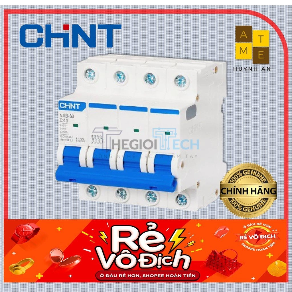Cầu dao an toàn Aptomat MCB NXB-63 4P Pha 32 - 63A dòng cắt 6kA, Hãng CHINT (Hàng chính hãng ...