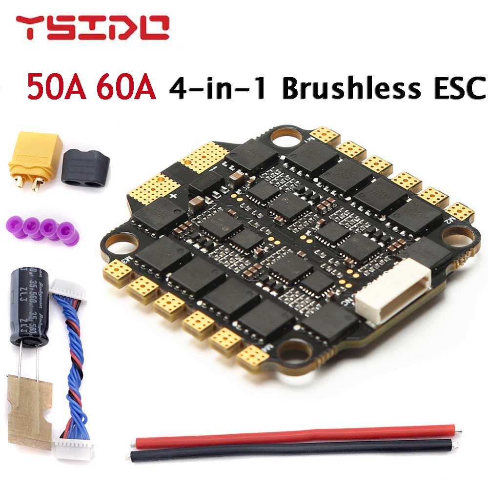 YSIDO Brushless 4 trong 1 ESC 50A 60A BLHELI _ S Dshot600 2-6S Lipo 30.5mmX30.5mm cho Mark4 ...