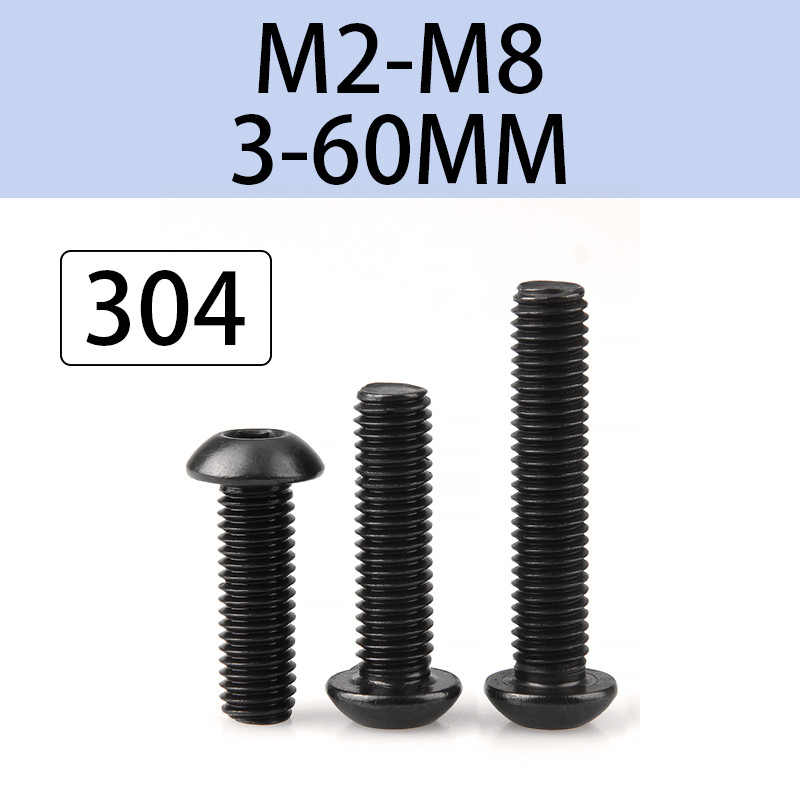 Vít Allen lục giác vít đen 304 đầu tròn vít lục giác bên trong M2 / M2.5 / M3 / M4 / M5 / M6 ...