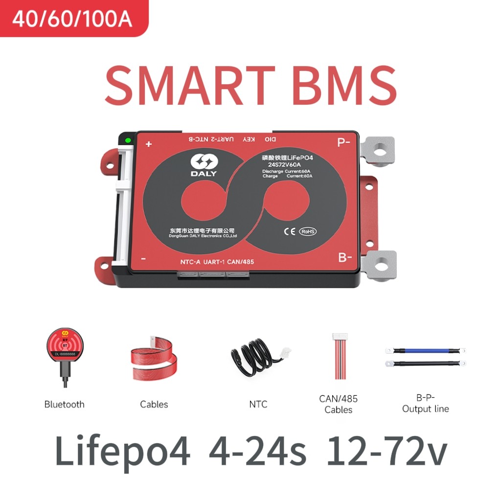 Daly SMART BMS Lifepo4 pin 4s 12v 8s 24v 12s 36v 15s 16s 48v 20s 60v 24s 72v BMS 40A 60A 100A có ...
