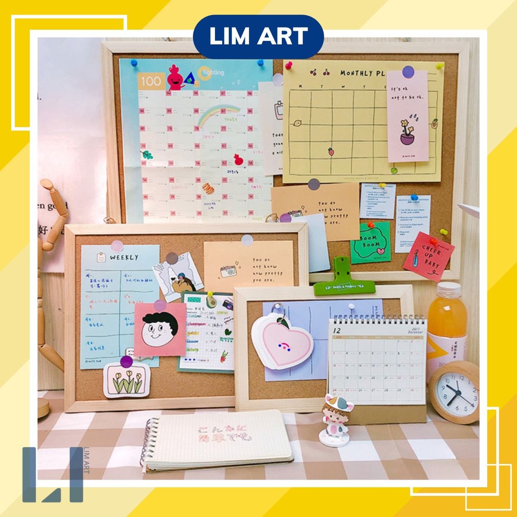 Bảng ghim gỗ bần tặng kèm sticker, ghim, dây, móc treo, đinh. Bảng ghim ...