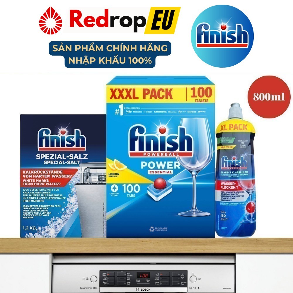 [Hỏa Tốc HCM] 4 món Hộp 100 viên rửa Finish Essential + 2 Chai 400ml ...