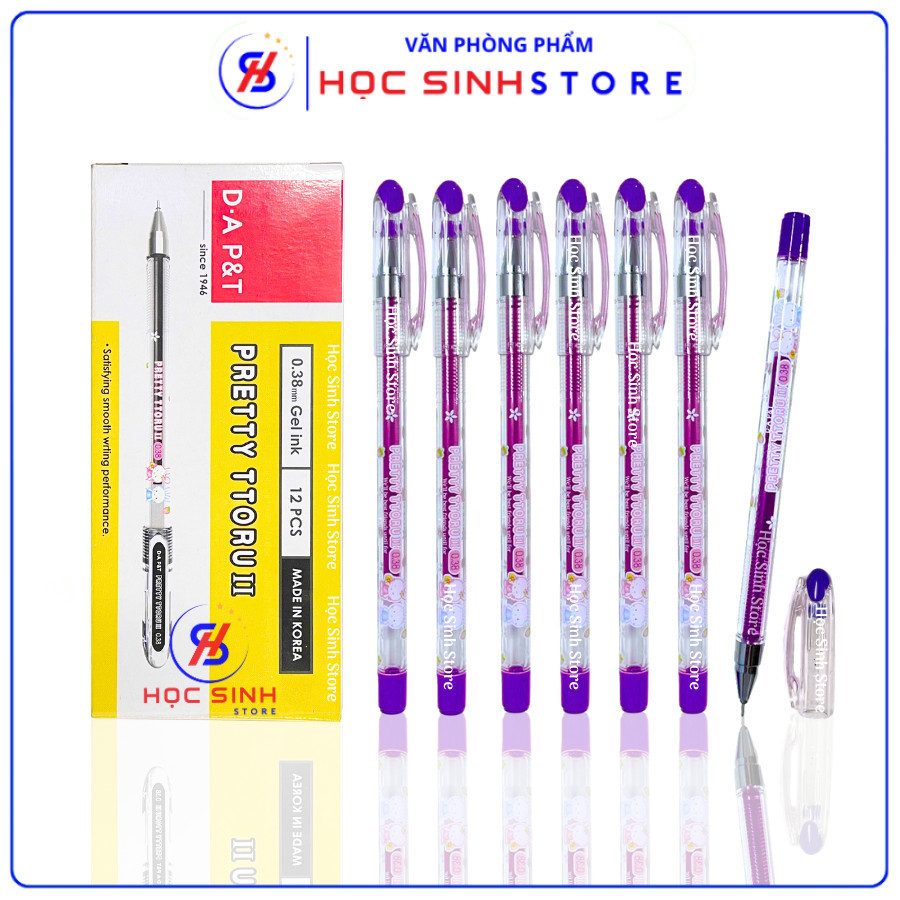 Hộp 12 Cây Bút Gel Cao Cấp Pretty Ttoru II Ngòi 0.38mm (Mực Xanh, Tím ...