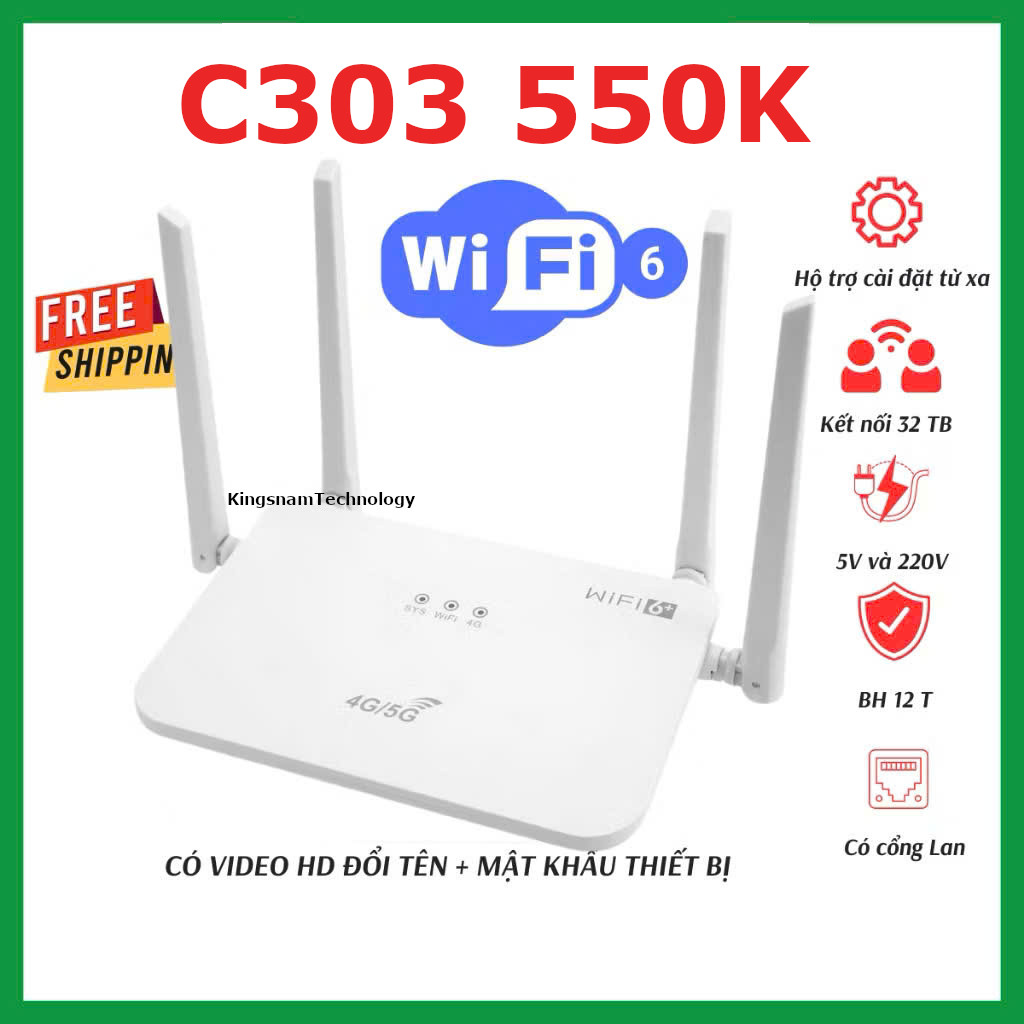 Bộ phát wifi từ sim 3G 4G 5G T900 C303 R311 pro cổng lan Dcom Bộ định tuyến 4G Kết nối 32 thiết ...