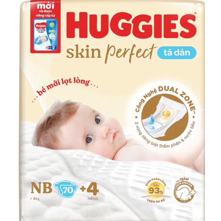 Tã dán sơ sinh huggies skin PERFECT S29/NB70/S56/M49/S80+2/NB70+4 | Shopee Việt Nam