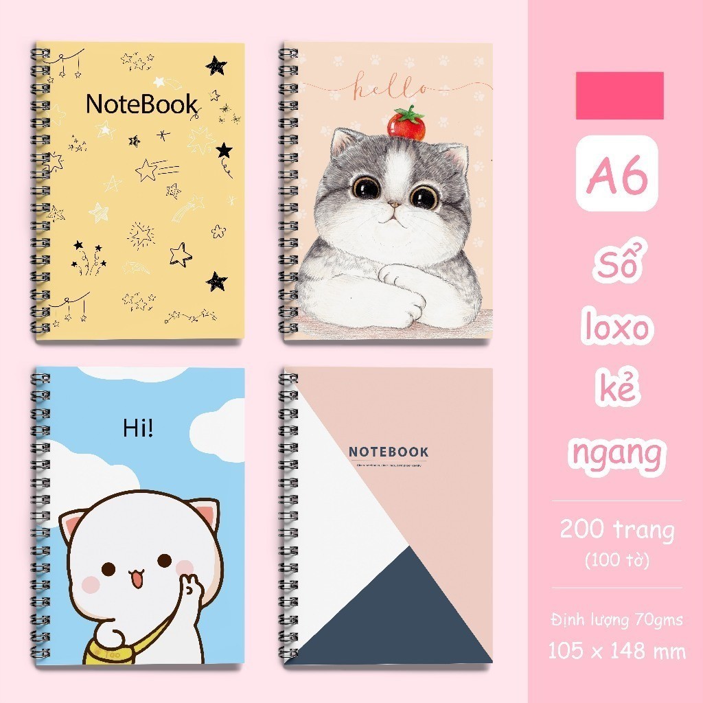 Sổ 200 trang - Sổ lò xo A6 (sổ tay) kẻ ngang phong cách hàn quốc | Shopee Việt Nam
