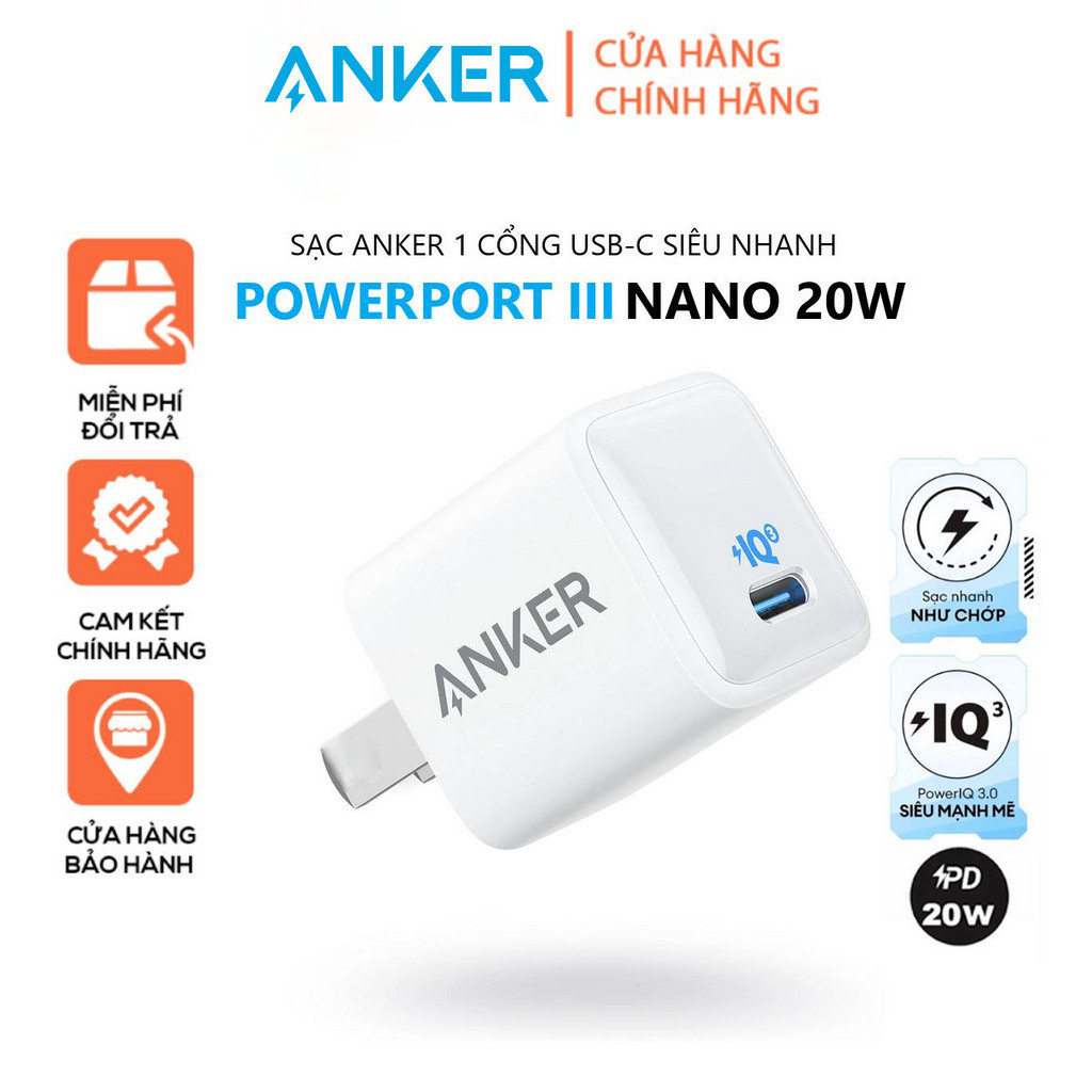 Combo - Cốc sạc ANKER PowerPort III A2633 Nano / (PD & QC 3.0) - A2633 ...