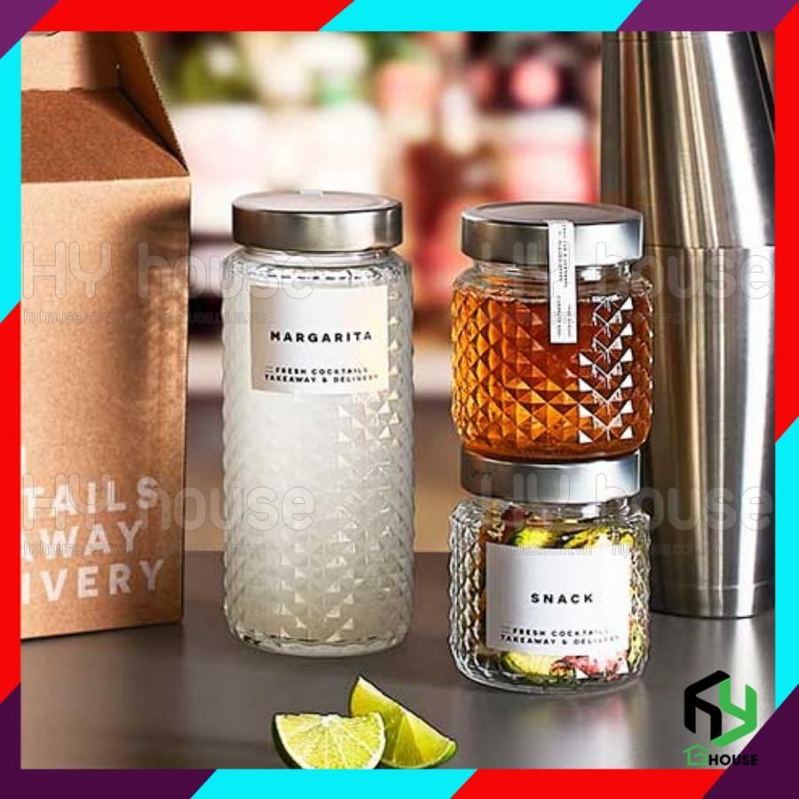 [ITALY] Hũ lọ thủy tinh vân kim cương nắp vặn kim loại DELIVERY 300ml ~ 700ml - Bormioli Rocco ...