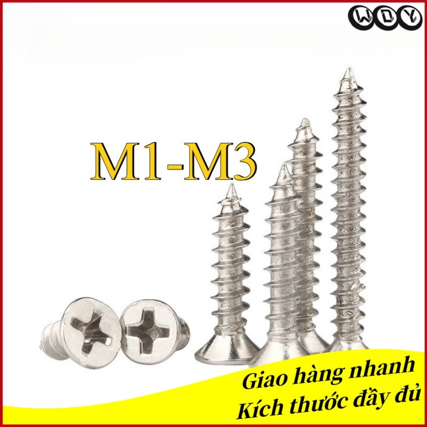 ((Mạ niken) Vít gỗ tự đóng cọc KA Phillips Vít nhọn Vít tự đóng cọc phẳng M1 / M1.2 / M1.4 / M1 ...