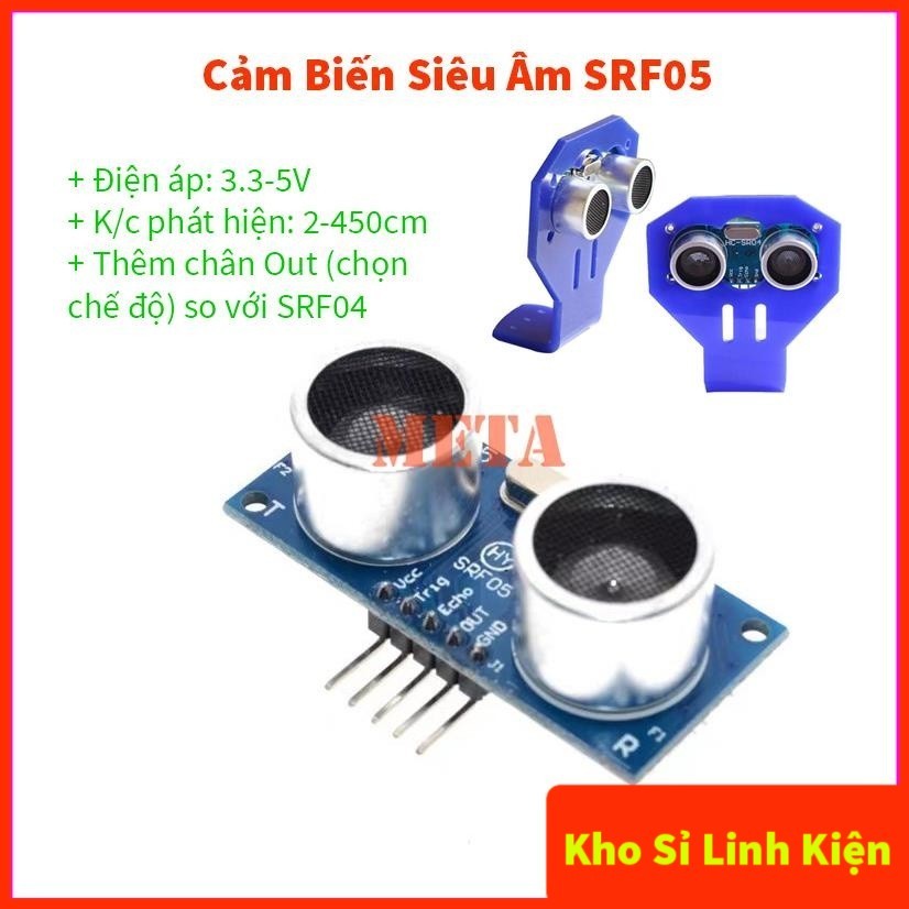 Module Cảm Biến Siêu Âm SRF05, HC SR05, HC-SR05 - Khung giá đỡ cảm biến siêu âm SRF04/05 ...