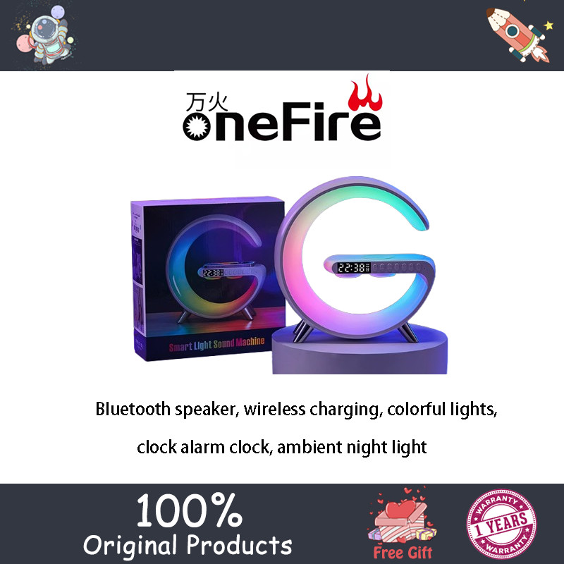 Âm thanh sạc không dây ONEFIRE, đồng hồ mặt trăng, loa bluetooth AI, bầu không khí, đèn ngủ đầu ...
