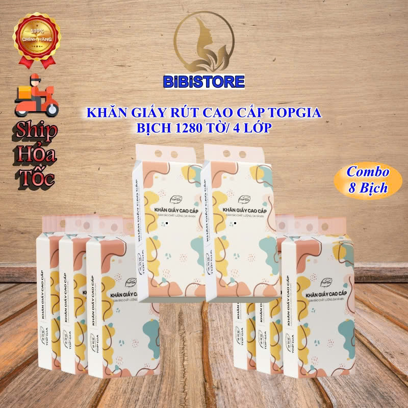 (Combo 8 Bịch_Tặng Móc) Khăn Giấy Rút TOPGIA Đa Sắc Bịch 1280 Tờ 4 Lớp (BIBISTORE) | Shopee Việt Nam