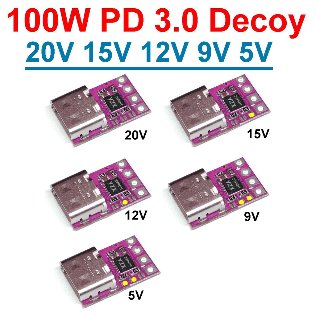 Type-c USB PD Decoy 100W 5A 5V 9V 12V 15V 20V Kích Hoạt Điện Áp Adapter ...