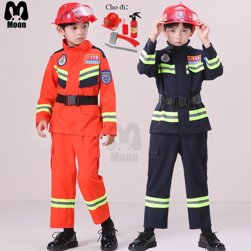 Kids Sam Fireman Costume Uniform Cosplay Children Clothing Boy Girl ...