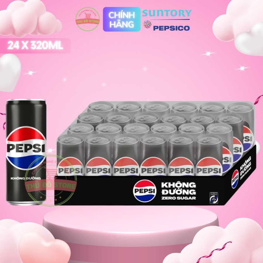Nước Uống Có Ga Pepsi Không Đường | Không Calo | Zero Sugar (Đen) - Thùng 24 Lon x 320ML ...