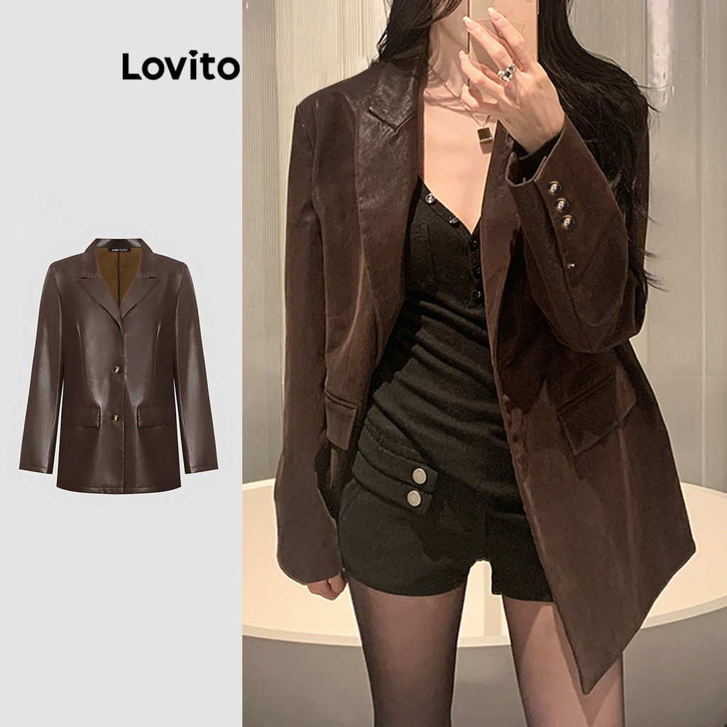 Lovito Áo khoác Blazer trơn cổ điển dành cho nữ L114AD308 | Shopee Việt Nam