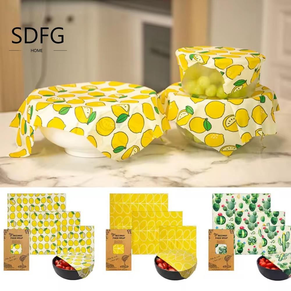 Sdfg 3 Cái / bộ Giấy Bọc Sáp Ong, Vải Giữ Tươi Có Thể Tái Sử Dụng Hữu ...