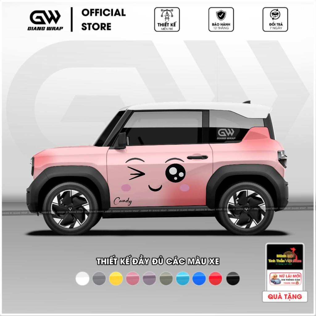 Decal Tem Xe VF3 Chấm Hồng Cute - Mẫu 049 - Tùy Chỉnh Theo Yêu Cầu ...