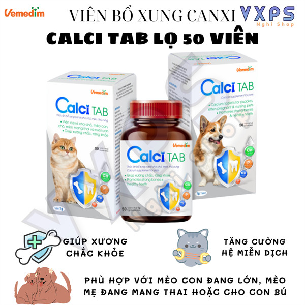 Hộp 50 Viên Calci Tab Cho Chó Mèo - Viên Uống Bổ Sung Canxi, Dễ Sử Dụng ...