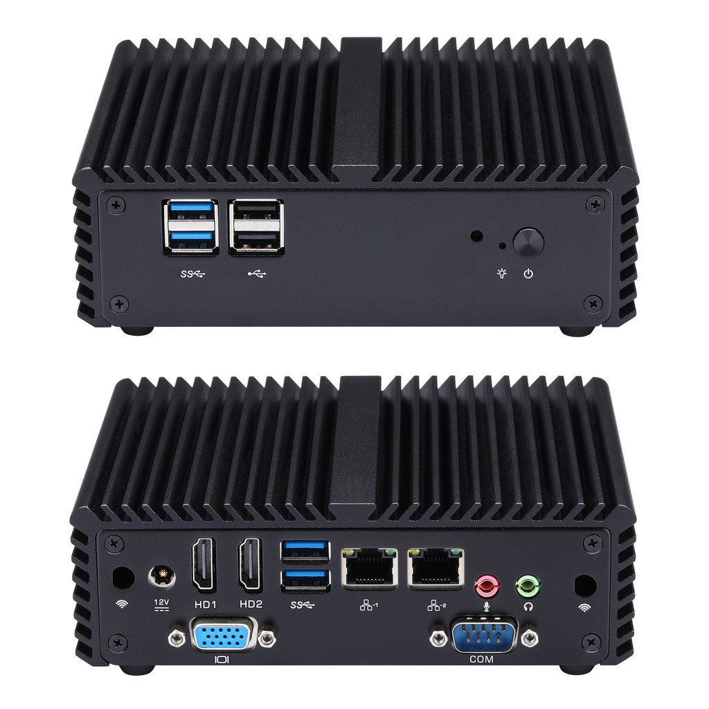 Qotom Mini PC Q170 with Pentium J3710 Quad Core 2 Gigabit LAN Computer ...