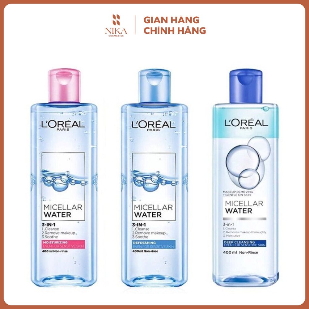 Nước Tẩy Trang Loreal Paris Micellar Water 3in1 400ml [Nika Cosmetics] | Shopee Việt Nam
